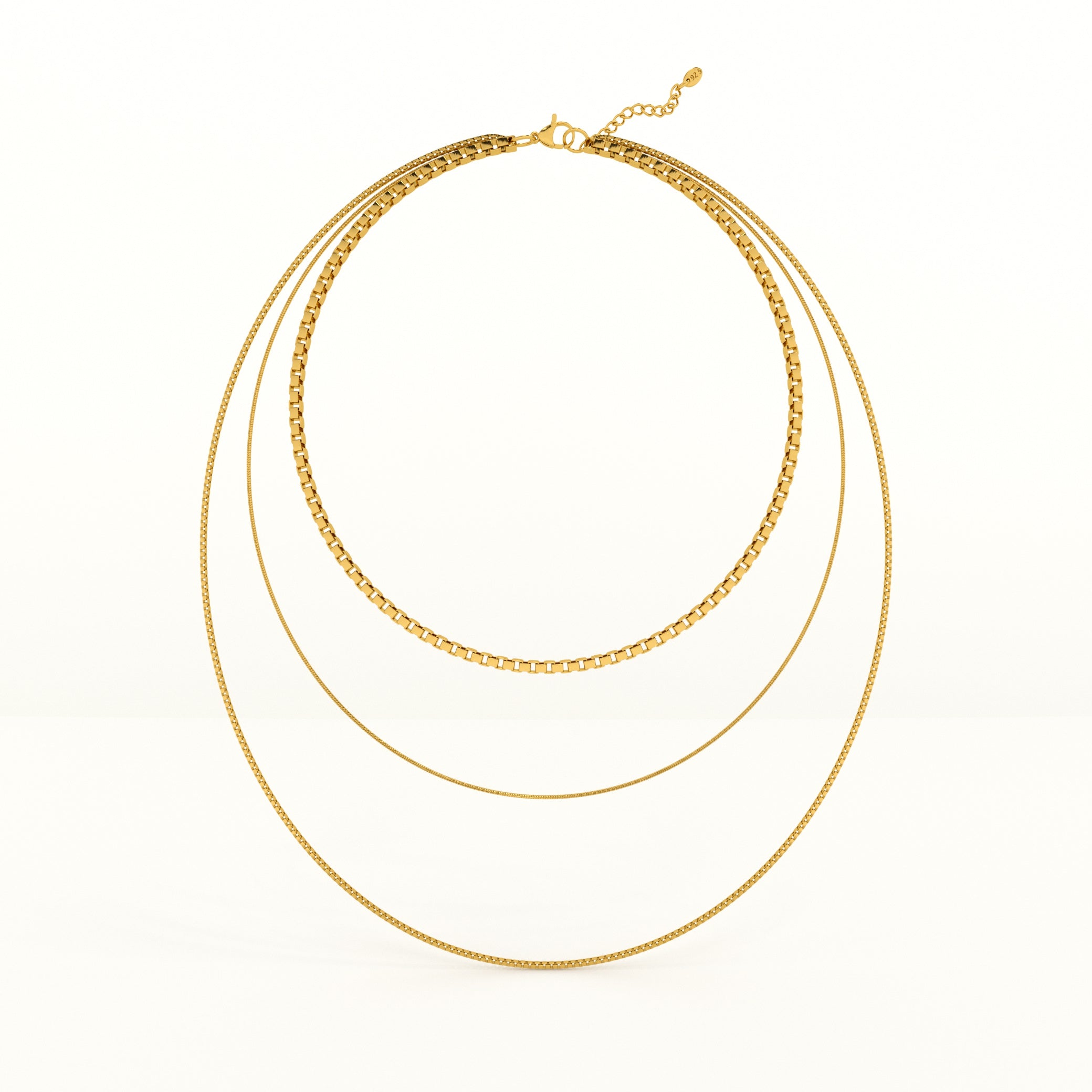 Gold Tone Box Chain Layered Necklace – PALMONAS