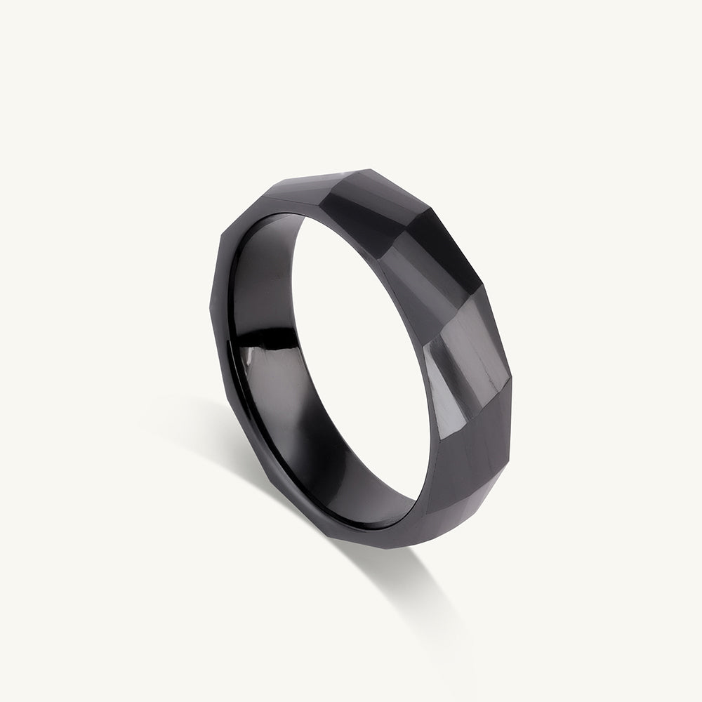 Slanted Black Band Ring – PALMONAS