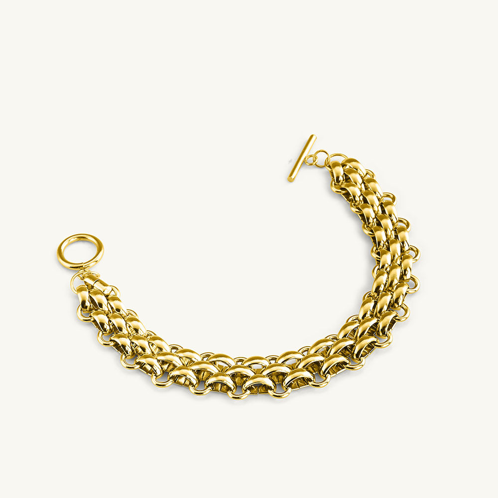 Thick Gold Interlocking Chain Bracelet – PALMONAS