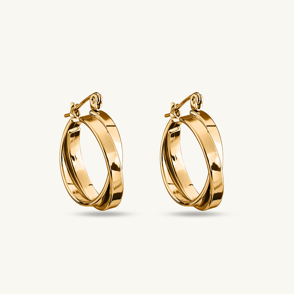 Minimalist double Layered Gold Hoops – PALMONAS