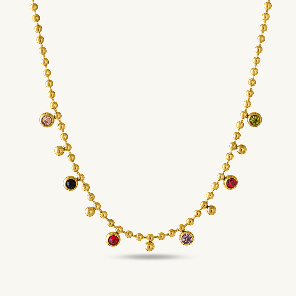 Cascading Beaded Necklace Stainless Steel Beaded Cascade Necklace