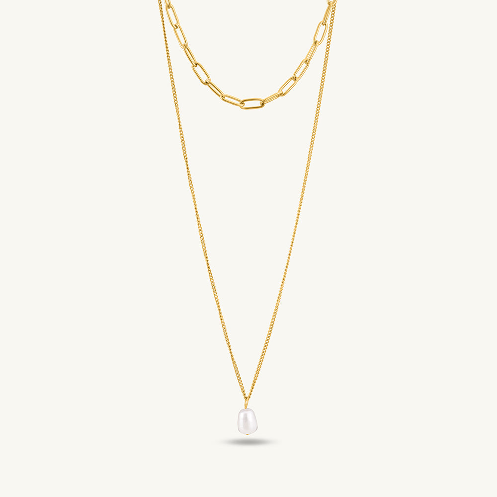Pearl Link Chain Layered Necklace – PALMONAS
