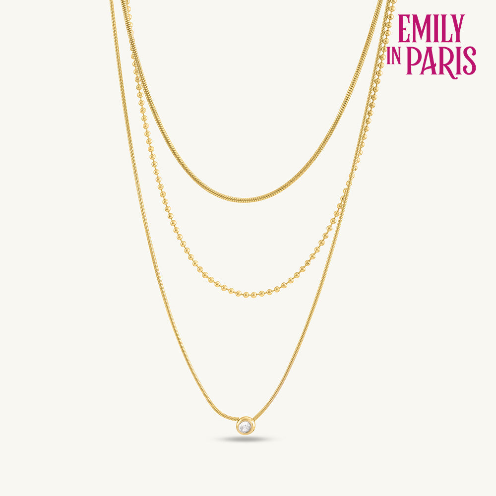 Golden Layers With Stone Necklace – PALMONAS