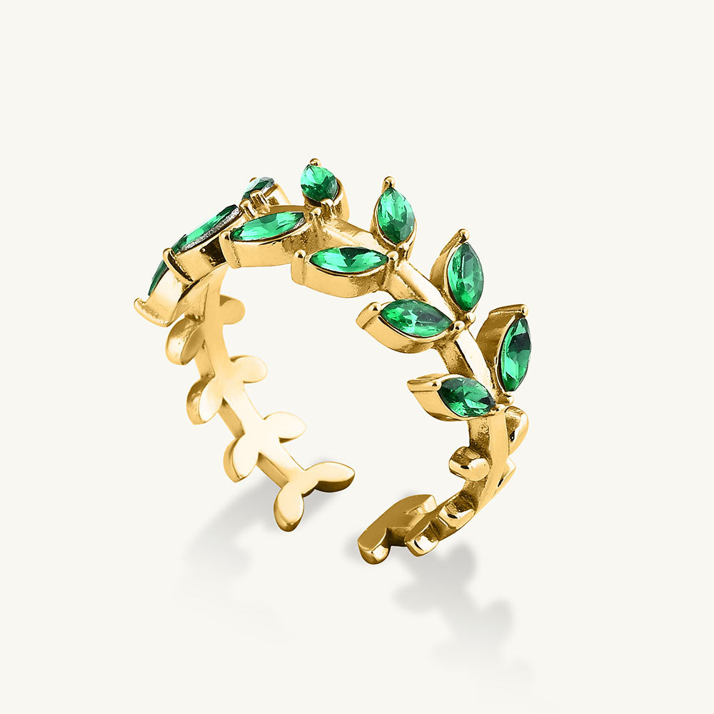 Green Leaf Gold Ring – PALMONAS