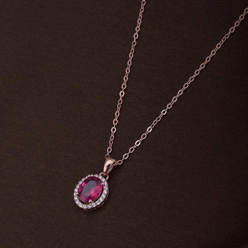 Oval Ruby Necklace | Rose Gold – PALMONAS