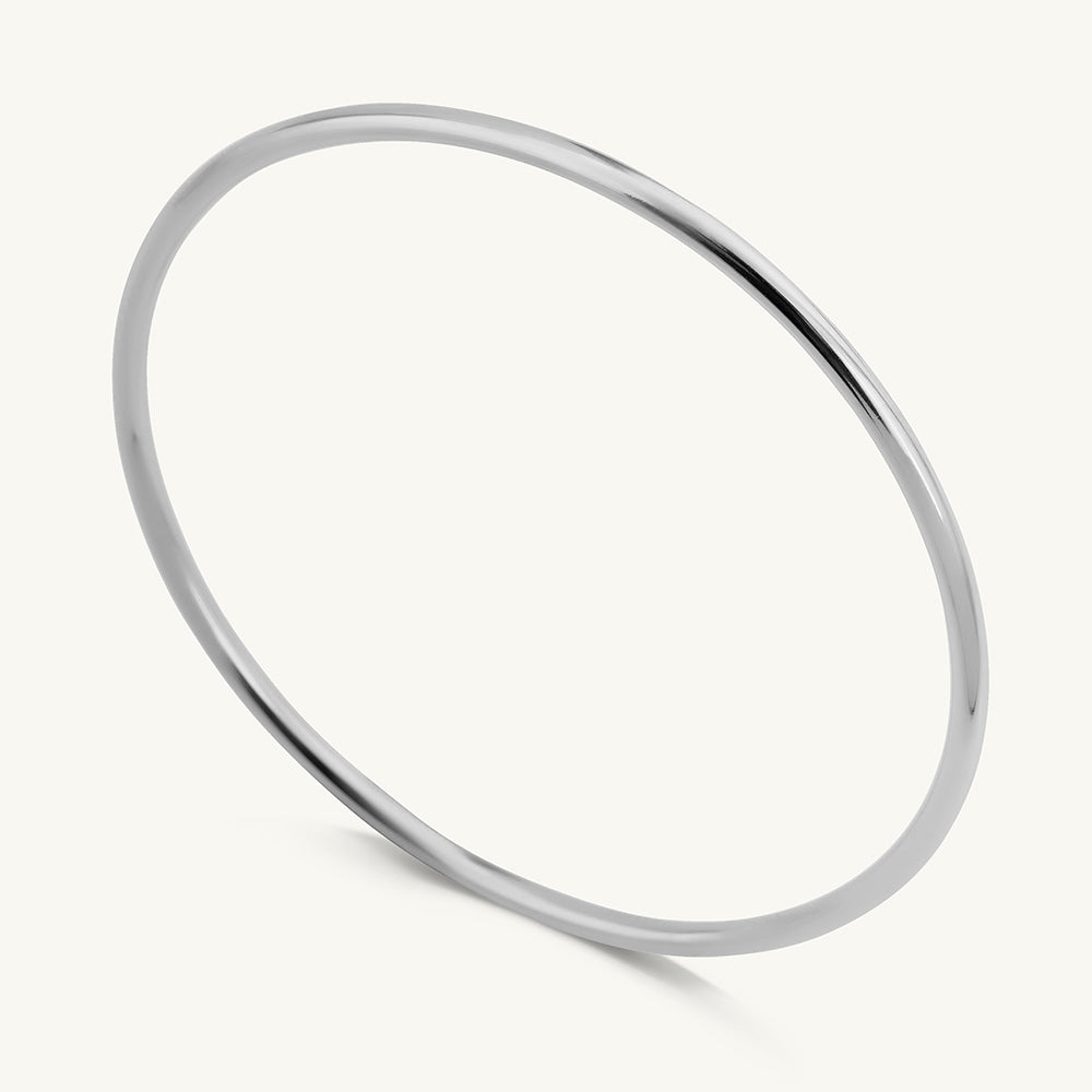 Plain Silver Round Bangle – PALMONAS