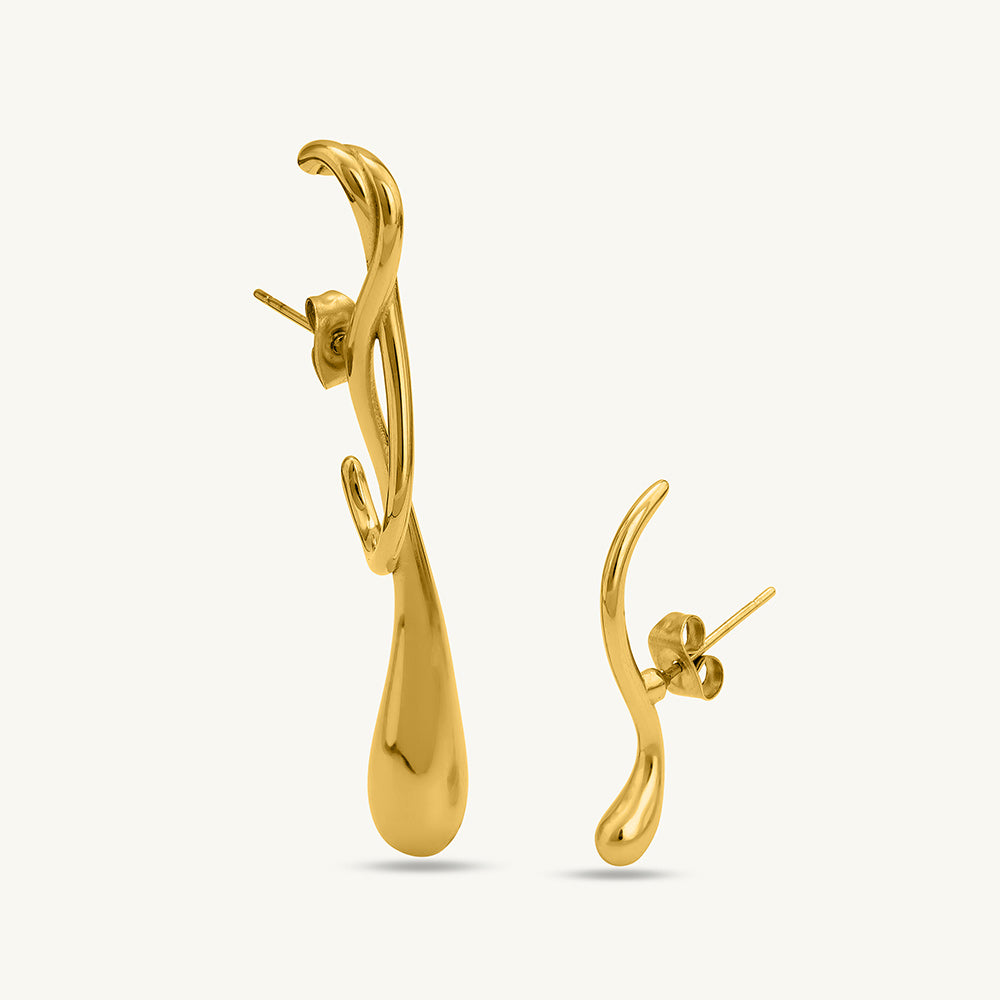 Dripping Fluid Gold Drop Earrings – PALMONAS