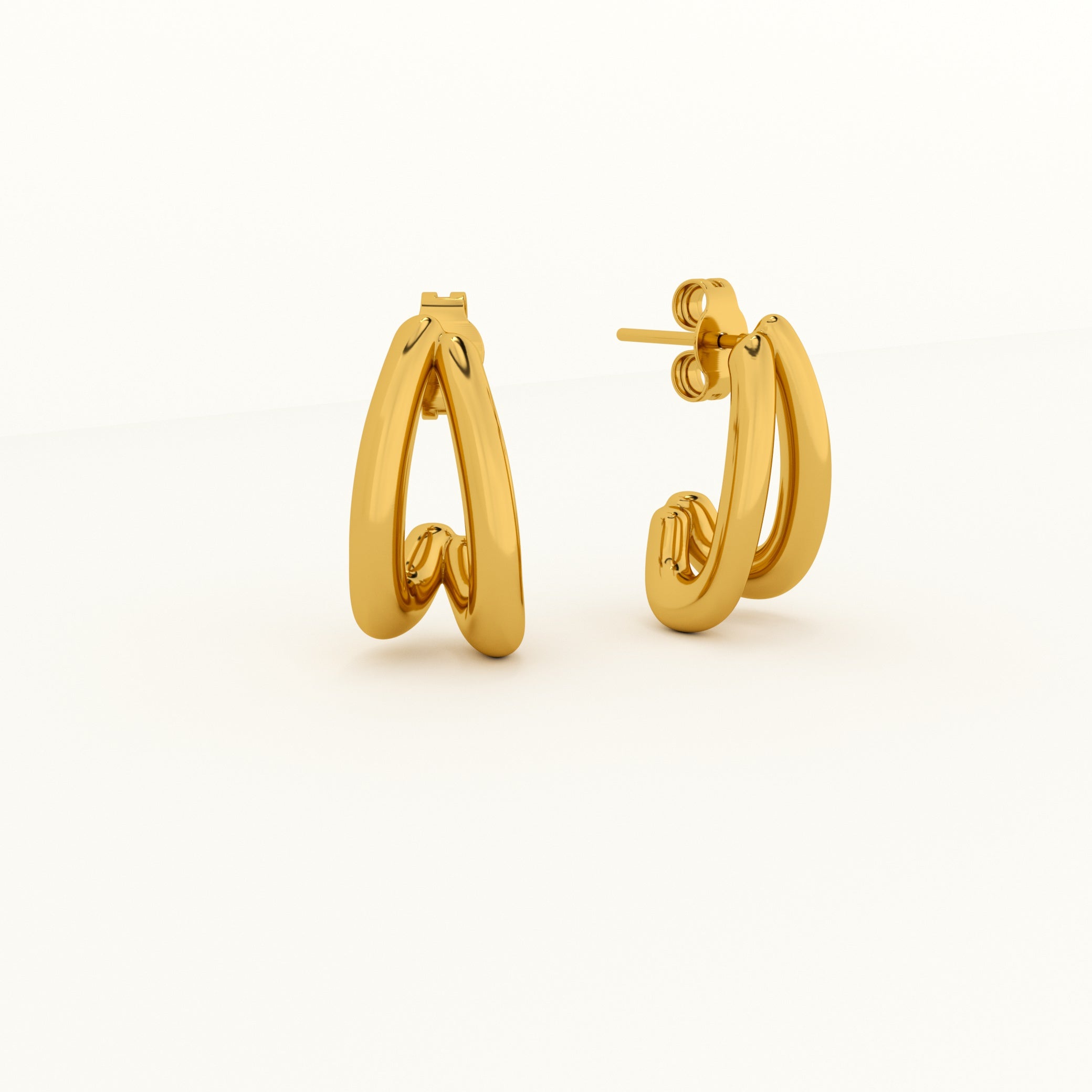 Double Layer Half Stud Earrings – PALMONAS