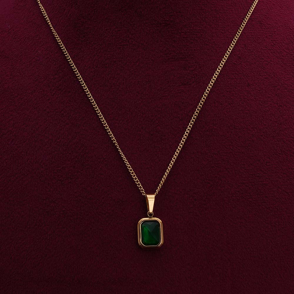 Everyday Exquisite Green Stone Gold Necklace – PALMONAS
