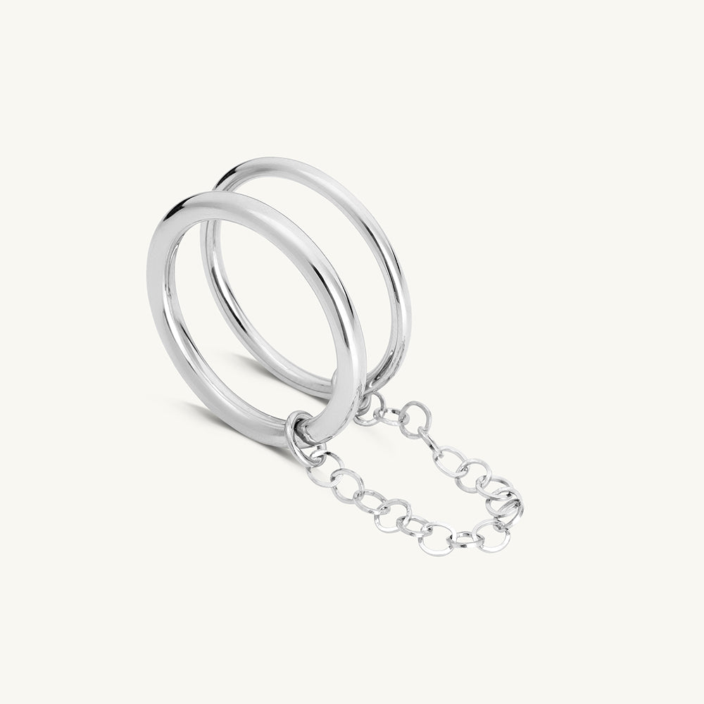 Silver Two Finger Chain Ring – PALMONAS