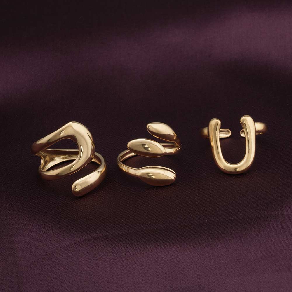 Abstract Gold Ring Set – PALMONAS