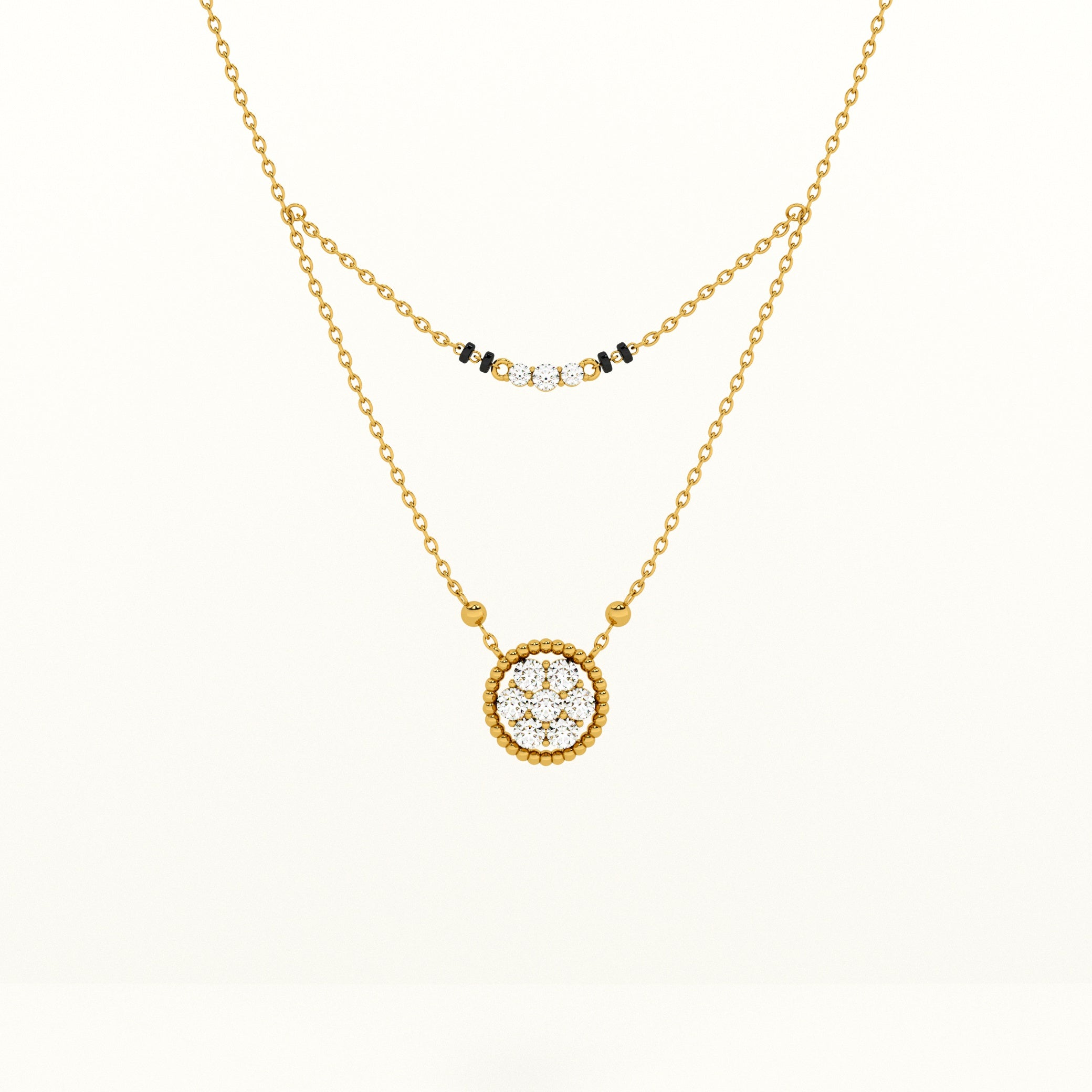 Double Layered Pendant 925 Sterling Silver Mangalsutra – PALMONAS