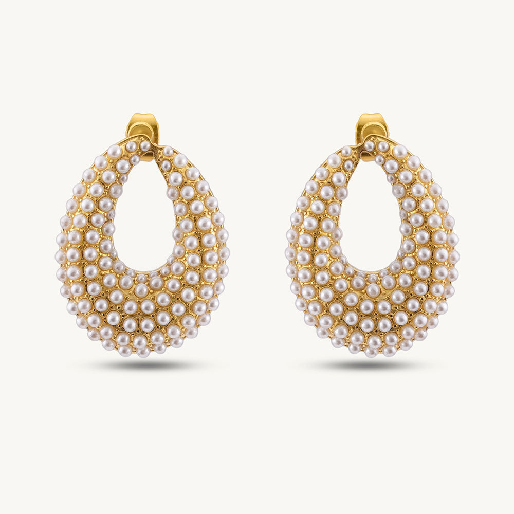 Pearl Oval Drop Earrings – PALMONAS
