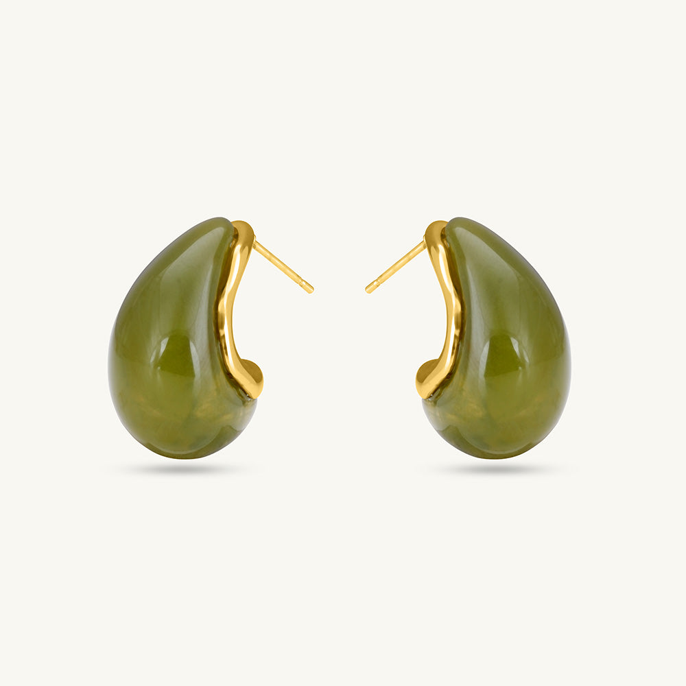 Jade Green Teardrop Studs – PALMONAS