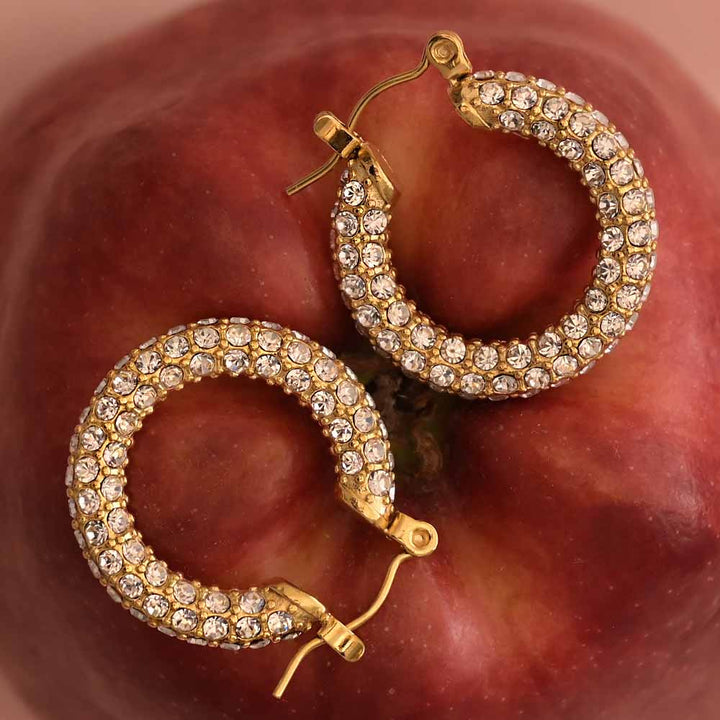 Buy Diamond Studded Hoop Earrings | Gold Plating – PALMONAS