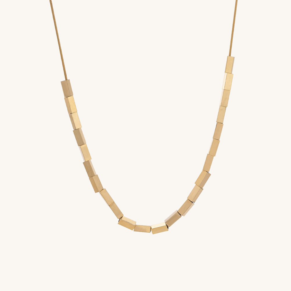 Buy Cuboid Metalic Beads Necklace | Gold Plating – PALMONAS
