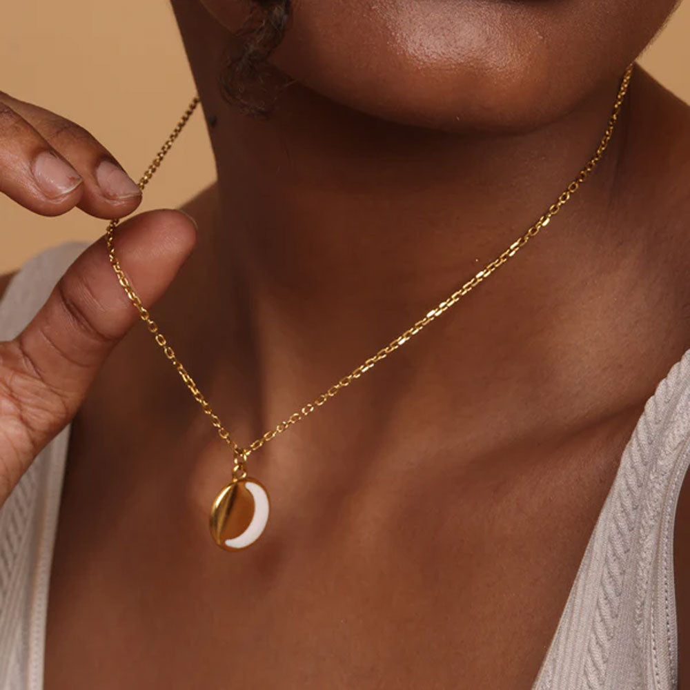 Buy White Shine Half Moon Pendant | Gold Plating – PALMONAS