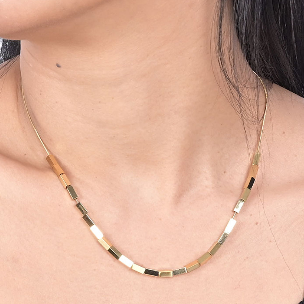 Buy Cuboid Metalic Beads Necklace | Gold Plating – PALMONAS